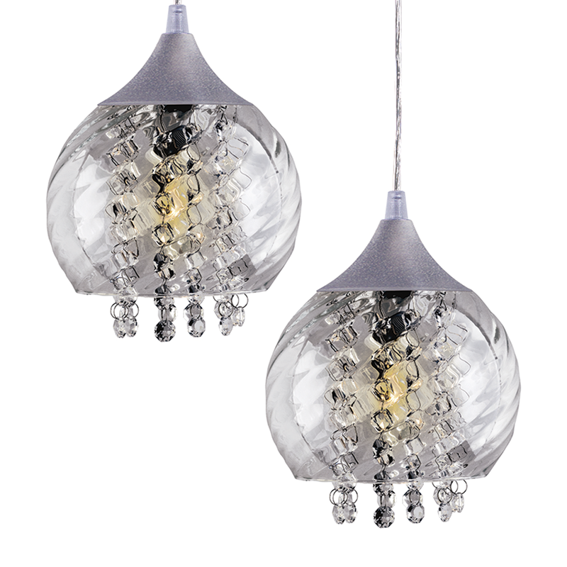 Lustre Pendente Elisabeth Rigato Transparente Duplo 2xE27 Bivolt Taschibra